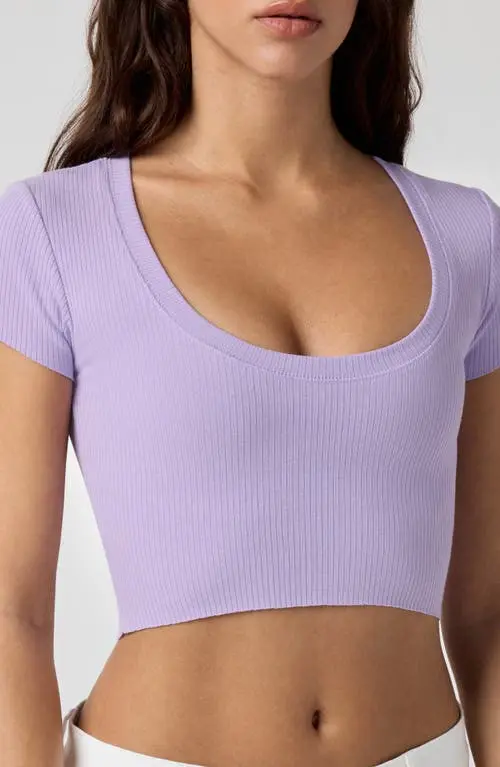 FLORENCE BY MILLS Softie Rib Short Sleeve Crop Top - Millie Lavender