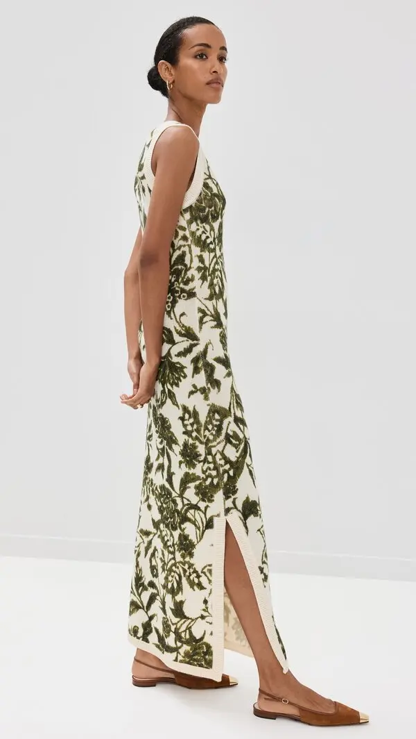 Figue Roxanne Sleeveless Sweater Dress In Ikat Floral Woodland Green - 70%  Off | Editorialist