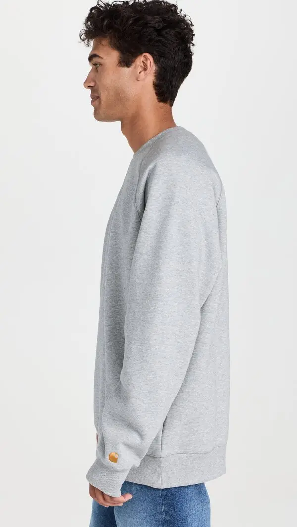 Carhartt Work In Progress Chase Crewneck Sweatshirt - Grey Heather/gold
