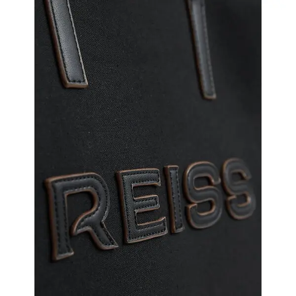 REISS Brand Appliqué Canvas Tote Bag - Black