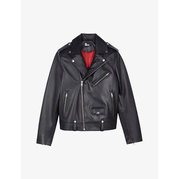 The Kooples Straight-cut Notched-collar Leather Jacket