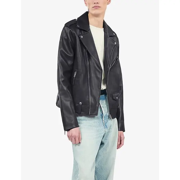 The Kooples Straight-cut Notched-collar Leather Jacket