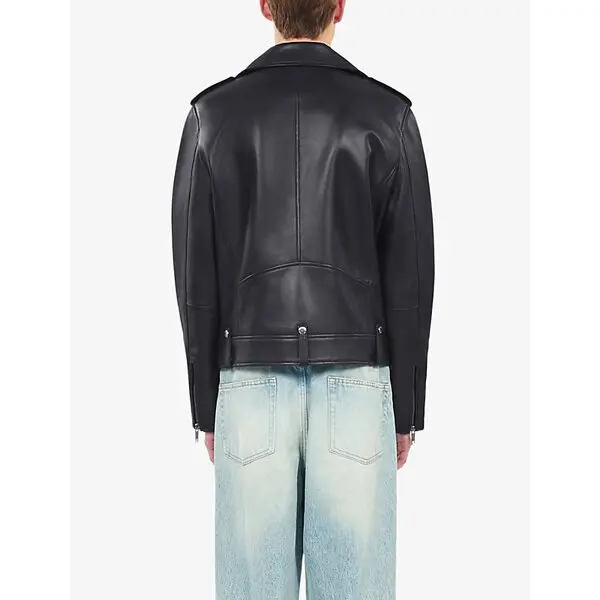 The Kooples Straight-cut Notched-collar Leather Jacket