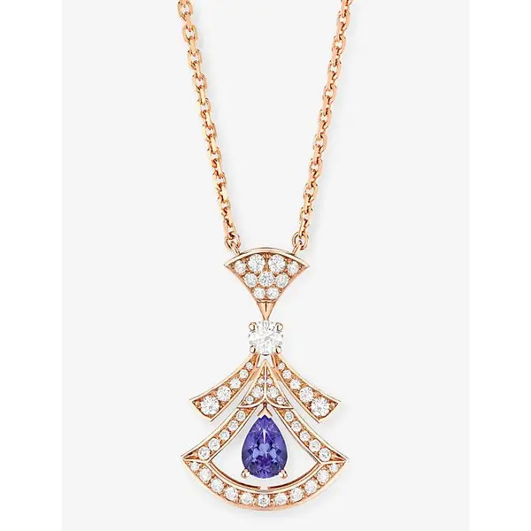 BVLGARI Divas' Dream 18ct Rose-gold Diamond And Tanzanite Pendant Necklace - Rose Gold