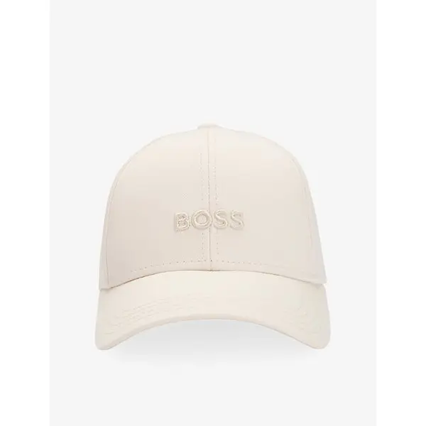 BOSS Brand-embroidered Cotton-twill Baseball Cap - Open White