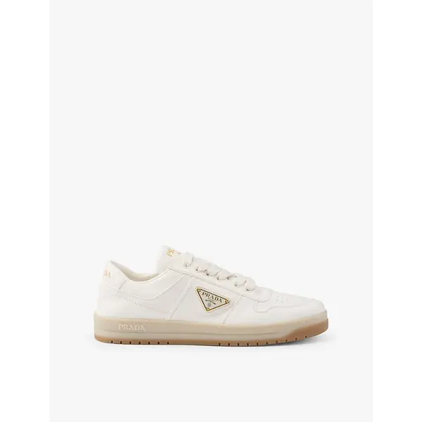 Prada Downtown Logo-embellished Leather Low-top Trainers - Neutral