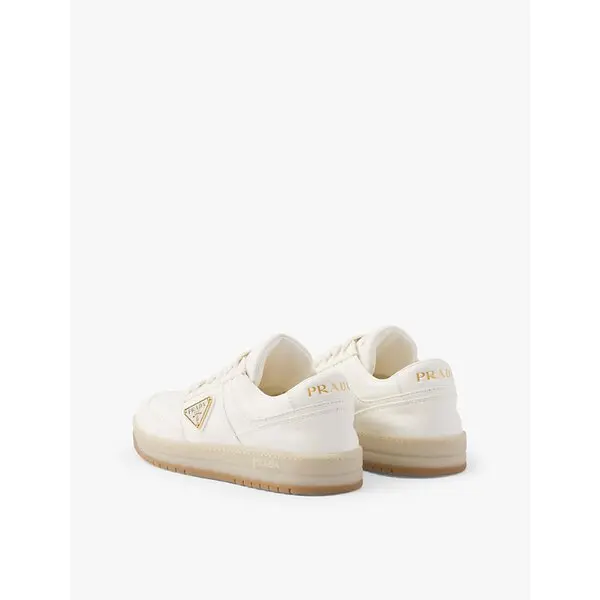 Prada Downtown Logo-embellished Leather Low-top Trainers - Neutral
