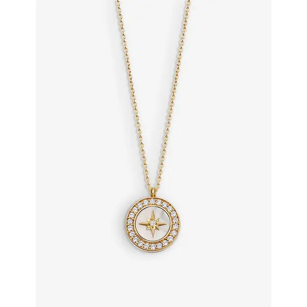 Astley Clarke Polaris Mother-of-pearl And White Sapphire Locket Necklace - Yellow Gold Vermeil