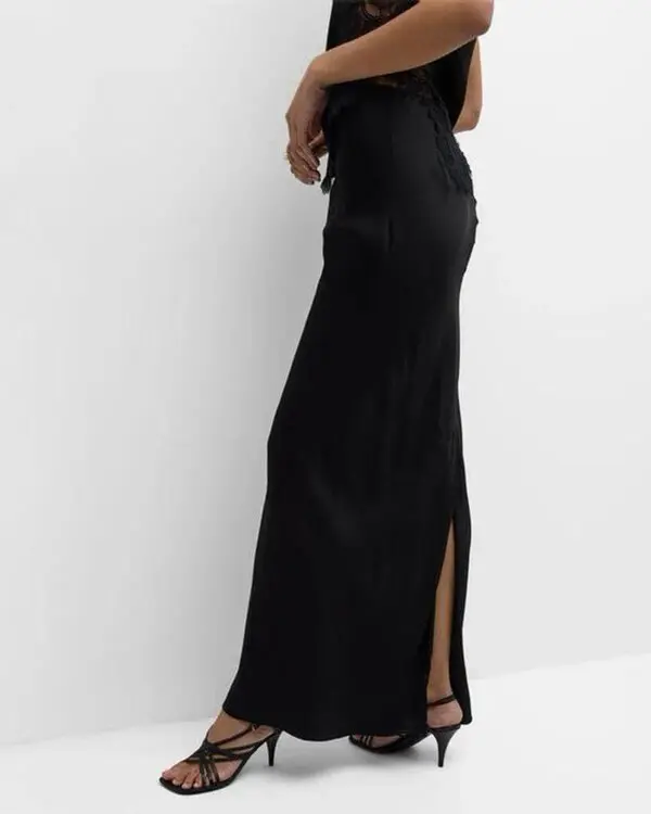 A.L.C. Greta Satin Maxi Skirt - Black
