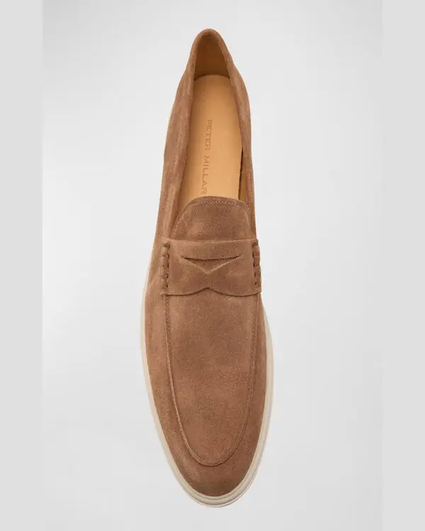 Peter Millar Excursionist Suede Boat Loafers - Chestnut  display picture 1