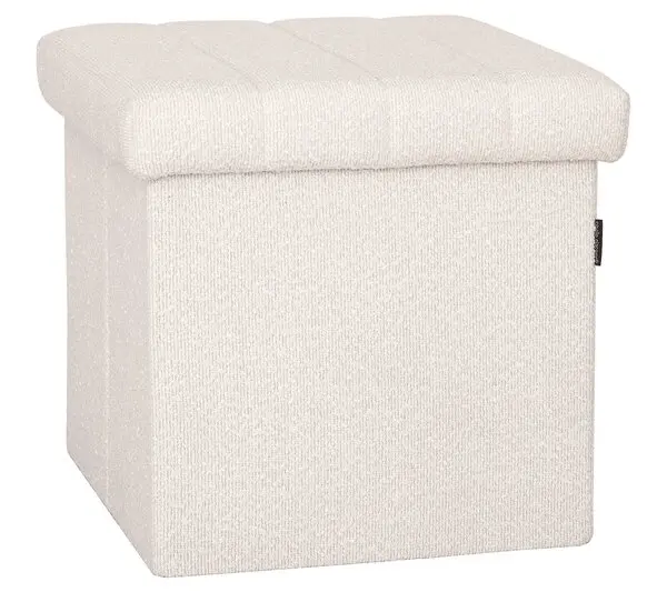 SEVILLE CLASSICS White Boucle Storage Ottoman, 15.7 - One-color