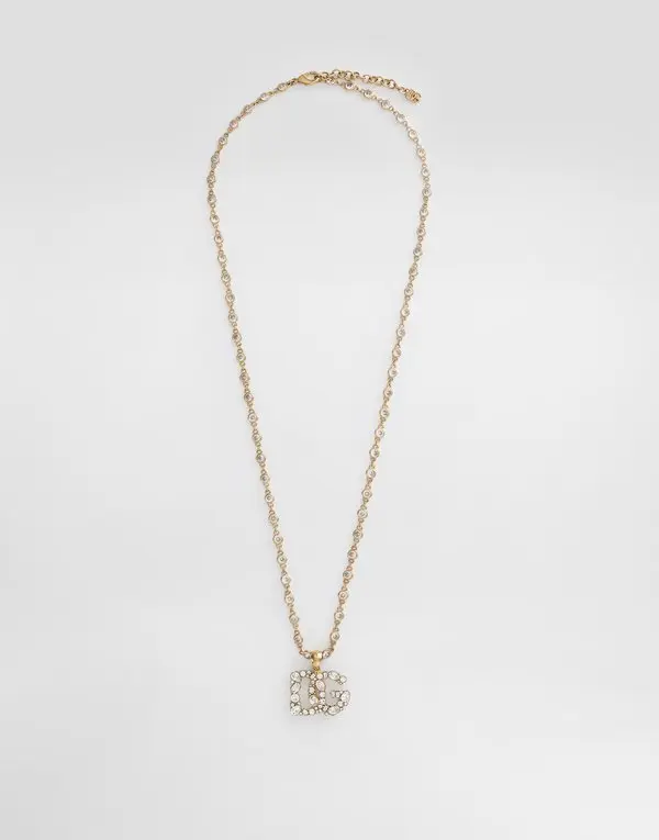 Dolce & Gabbana Rhinestone Dg Logo Link Necklace - Gold