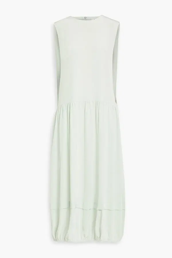 Tibi Cape-effect Silk Midi Dress - Mint