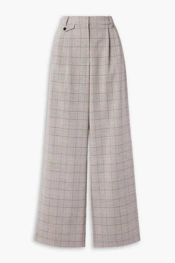 Co Pleated Checked Twill Wide-leg Pants