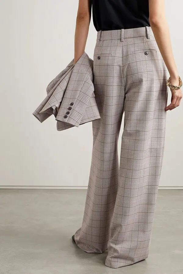 Co Pleated Checked Twill Wide-leg Pants