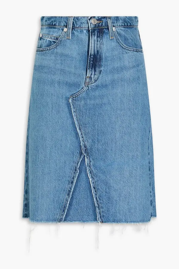 FRAME Frayed Denim Skirt