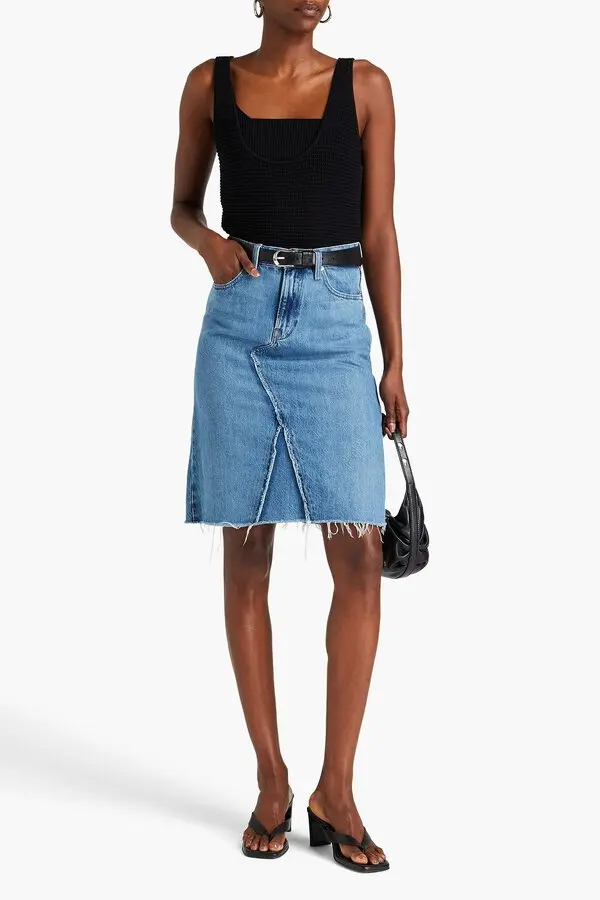 FRAME Frayed Denim Skirt