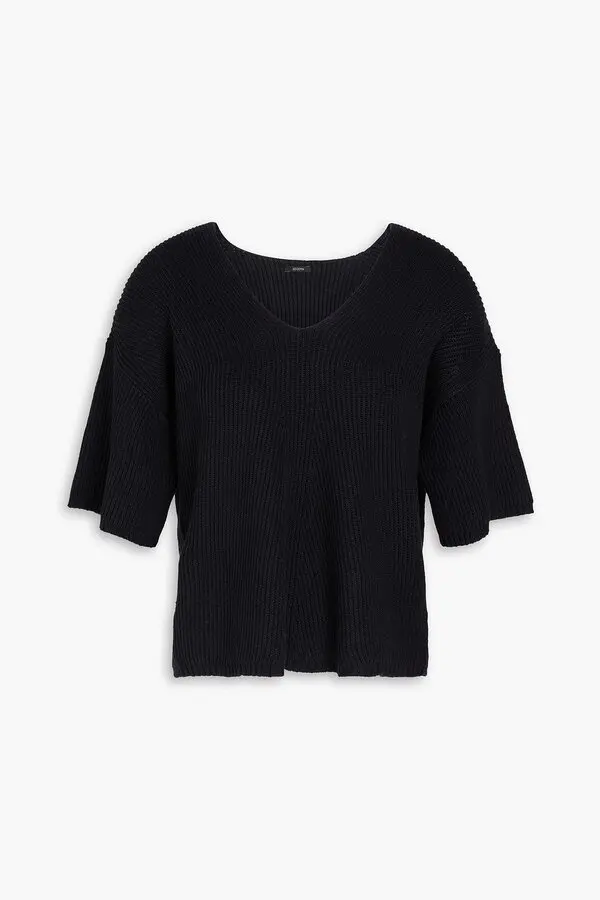 JOSEPH Ribbed Linen-blend Top