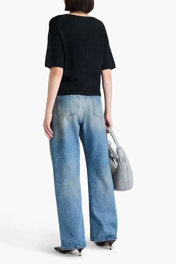 JOSEPH Ribbed Linen-blend Top