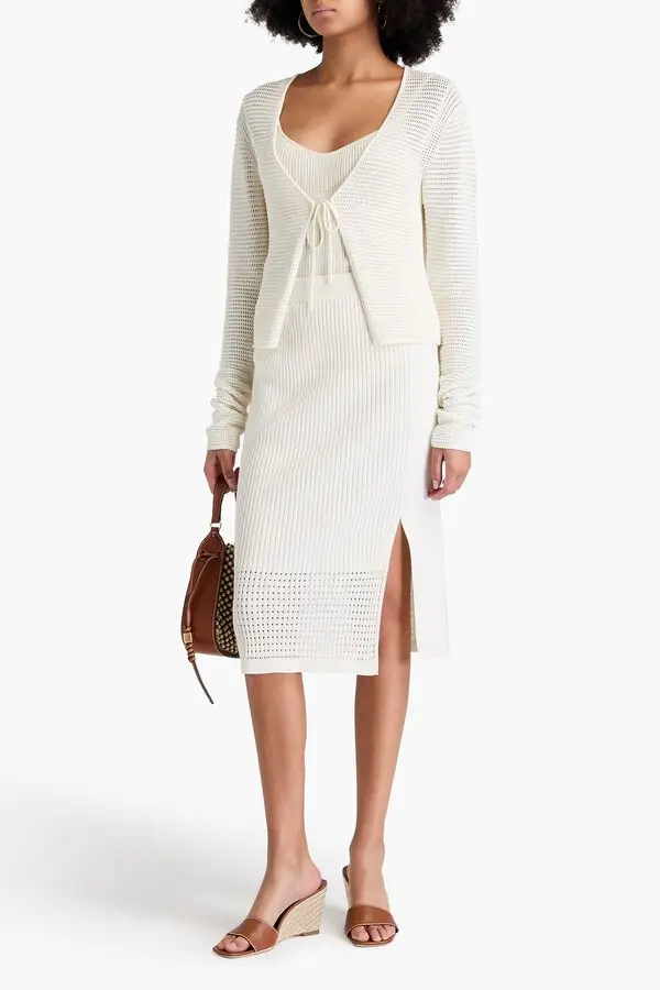JOSEPH Pointelle-trimmed Ribbed-knit Skirt - Ivory