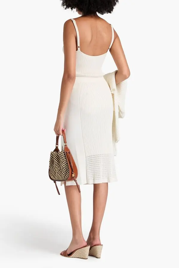 JOSEPH Pointelle-trimmed Ribbed-knit Skirt - Ivory