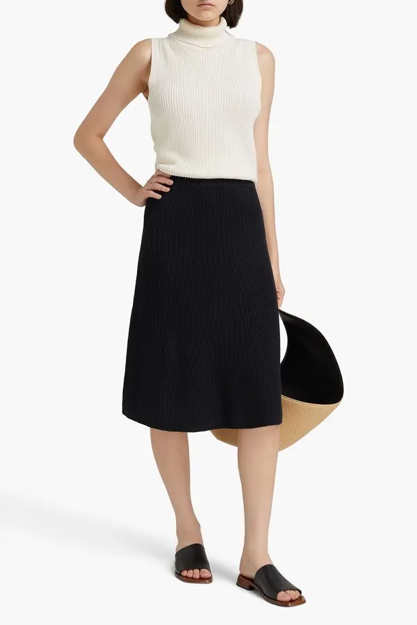 JOSEPH Ribbed Linen-blend Skirt - Black
