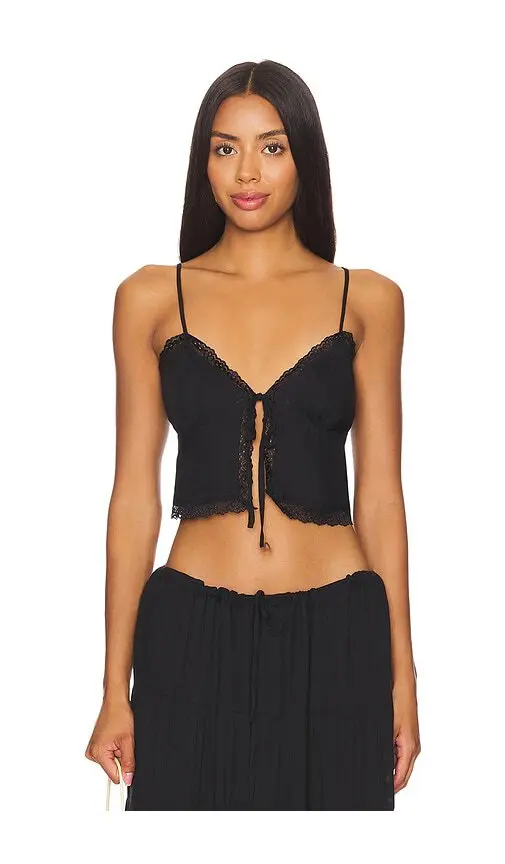 SNDYS. Ophelia Tie Up Top With Lace Trim