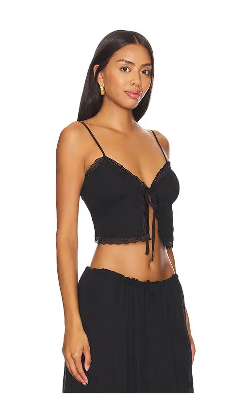 SNDYS. Ophelia Tie Up Top With Lace Trim
