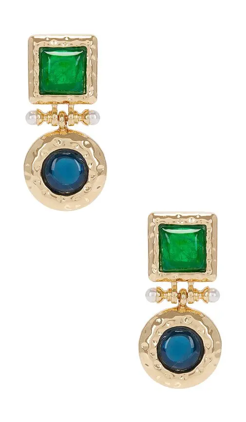 8 Other Reasons Statement Drop Earrings - Blue & Green