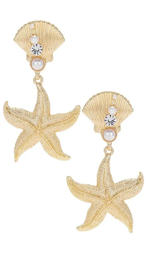 8 Other Reasons Starfish Statement Earrings - Gold