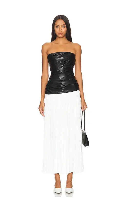 Simkhai Arie Faux Leather Bustier Midi Dress - Black Multi
