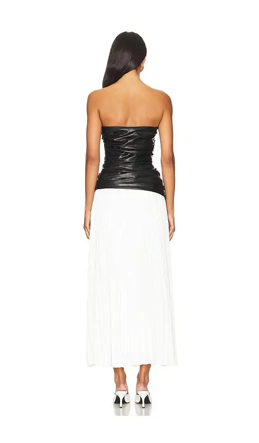 Simkhai Arie Faux Leather Bustier Midi Dress - Black Multi