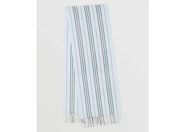 Burberry Icon Stripe Cashmere Wool Scarf - Light Blue