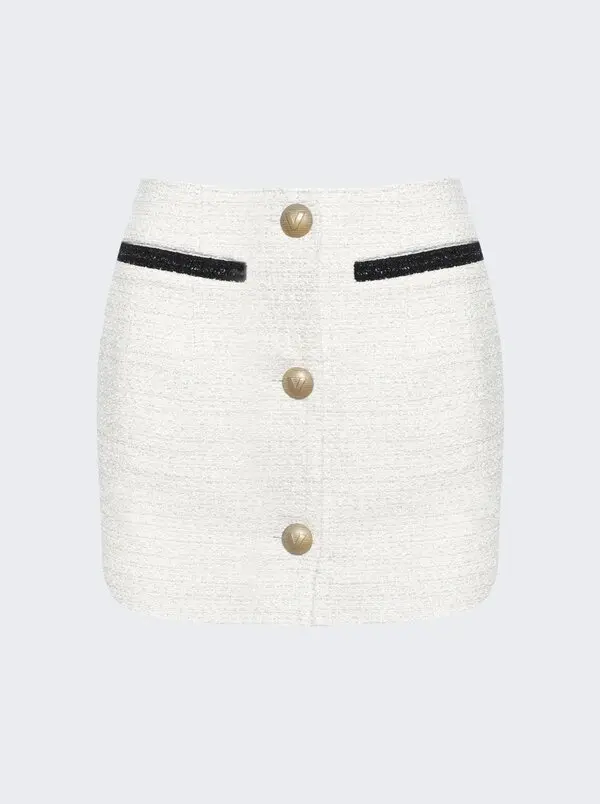 Vetements Cropped Deconstructed Tweed Skirt - White