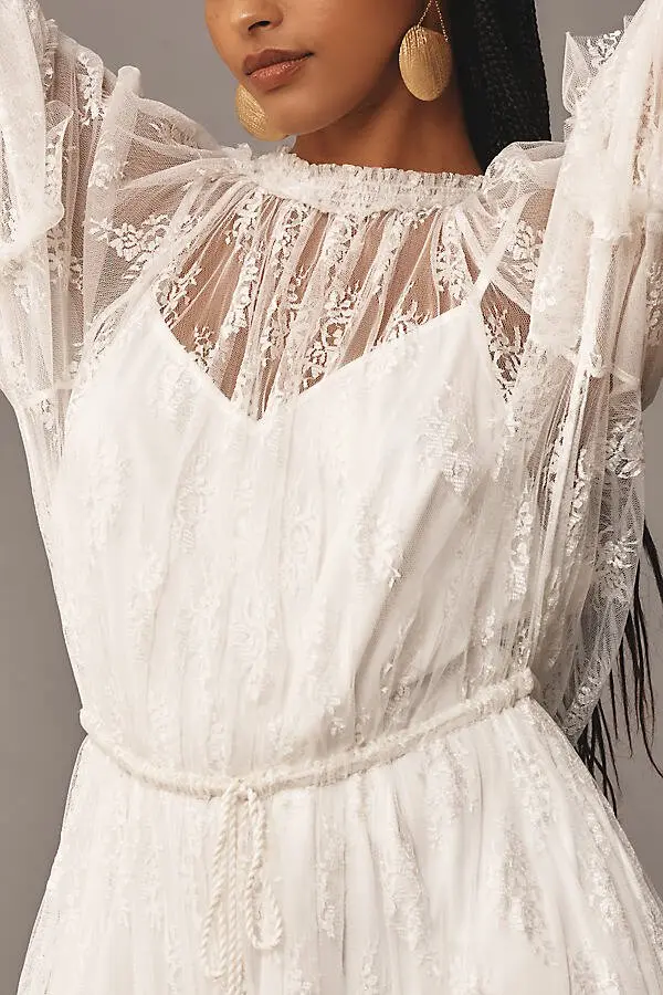 drop waist white long dress White Dress For Bridal Shower - White Bridal Dress main image 1
