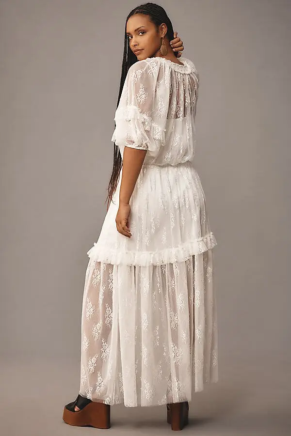 let me be short-sleeve ruffle maxi dress New Let Me Be Short-Sleeve Ruffle Maxi Dress $198 XS