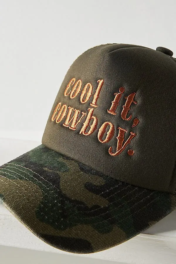 Anthropologie Worn/West Cool It, Cowboy Trucker Hat in Camo | NWT cool it cowboy trucker hat - camo | Charlie Southern main image 4