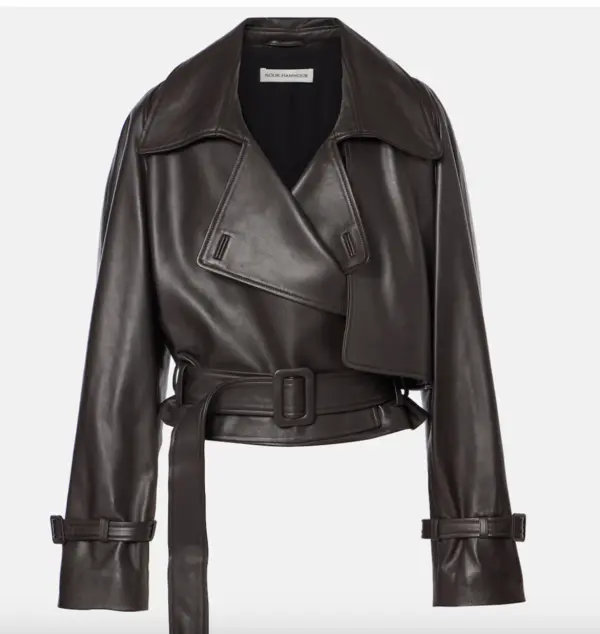 Nour Hammour Hatti Leather Biker Jacket - Brown