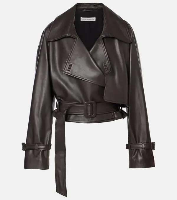 Nour Hammour Hatti Leather Biker Jacket - Brown