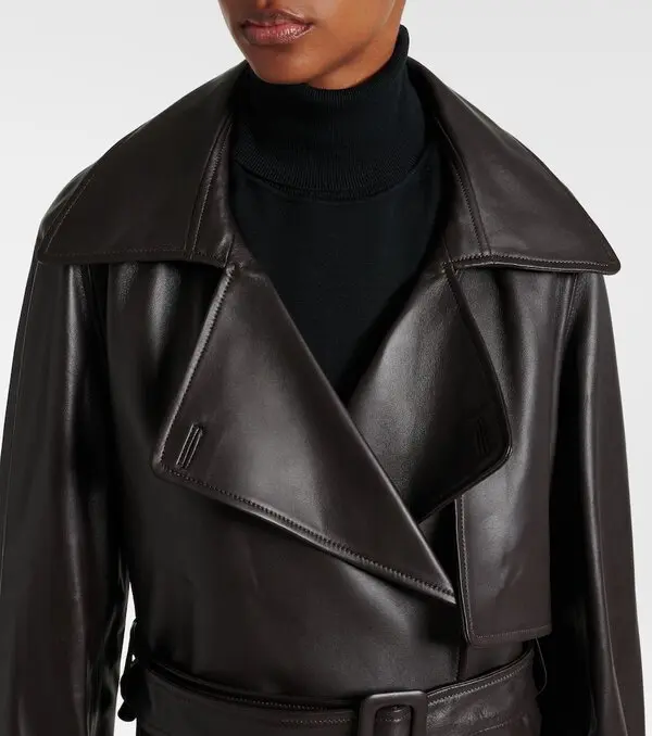 Nour Hammour Hatti Leather Biker Jacket - Brown