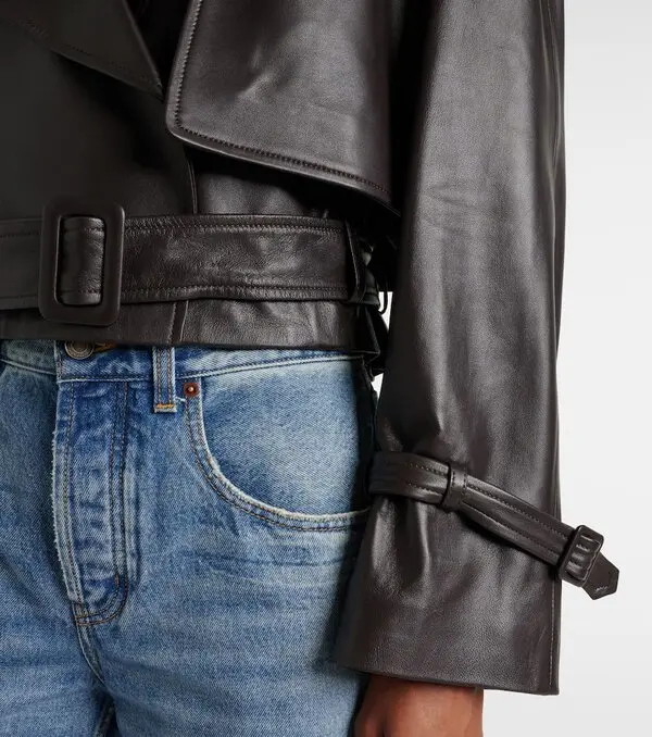 Nour Hammour Hatti Leather Biker Jacket - Brown