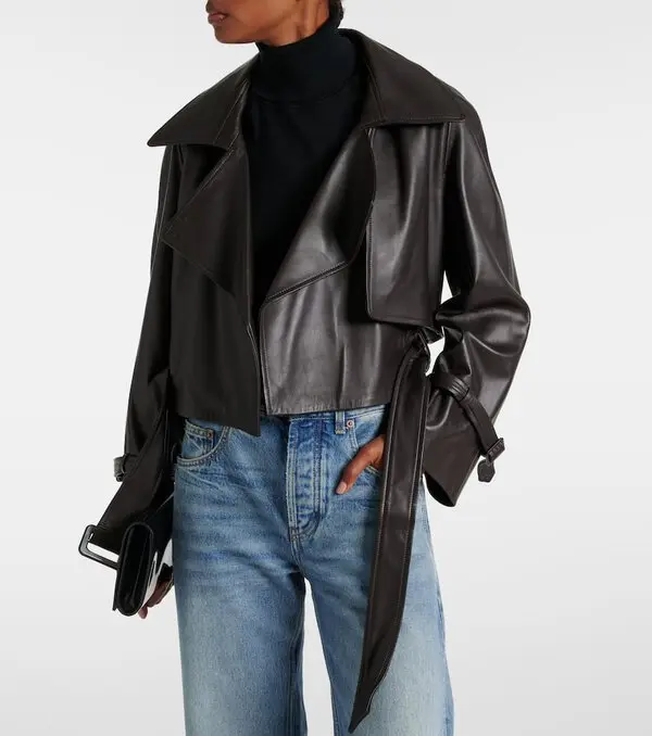Nour Hammour Hatti Leather Biker Jacket - Brown