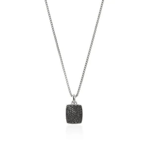 John Hardy Tag Necklace With Black Sapphires - Sterling Silver