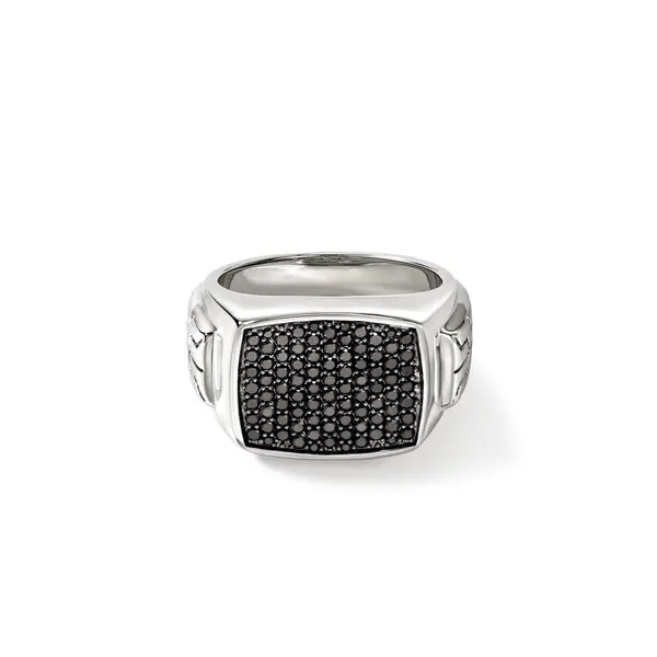 John Hardy Signet Ring With Black Sapphires - Sterling Silver