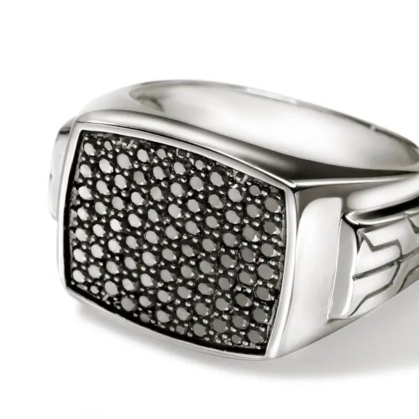 John Hardy Signet Ring With Black Sapphires