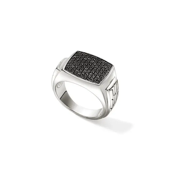 John Hardy Signet Ring With Black Sapphires