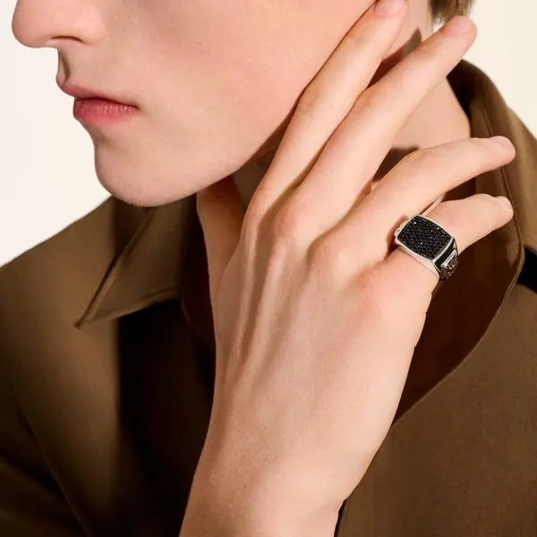 John Hardy Signet Ring With Black Sapphires