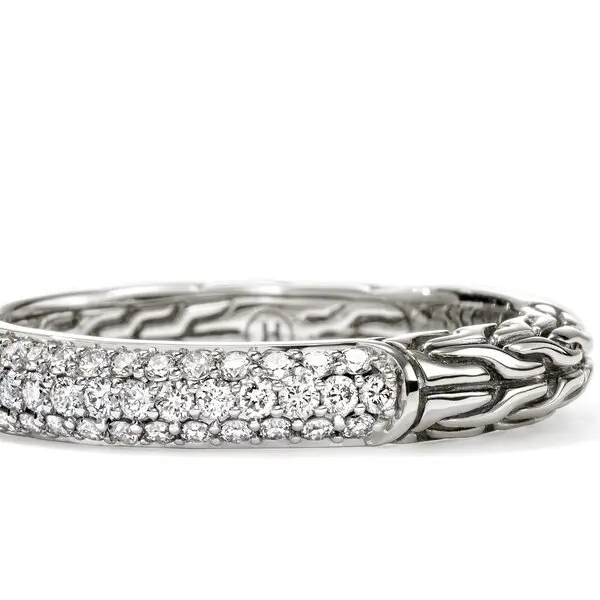 John Hardy Essential Diamond Band Ring - Sterling Silver