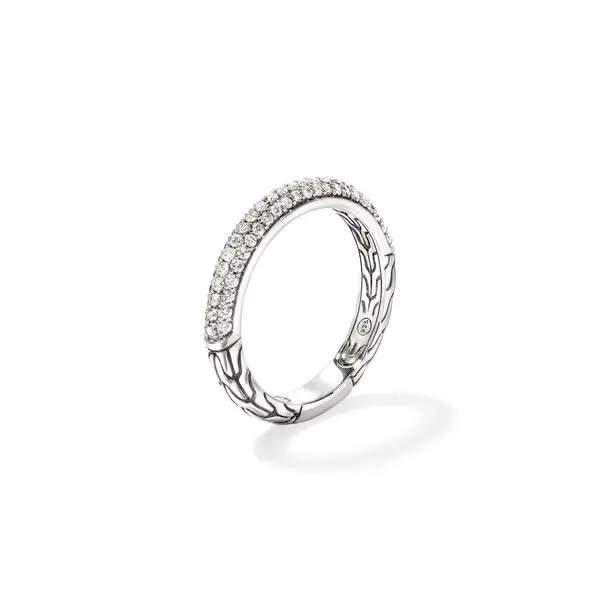 John Hardy Essential Diamond Band Ring - Sterling Silver