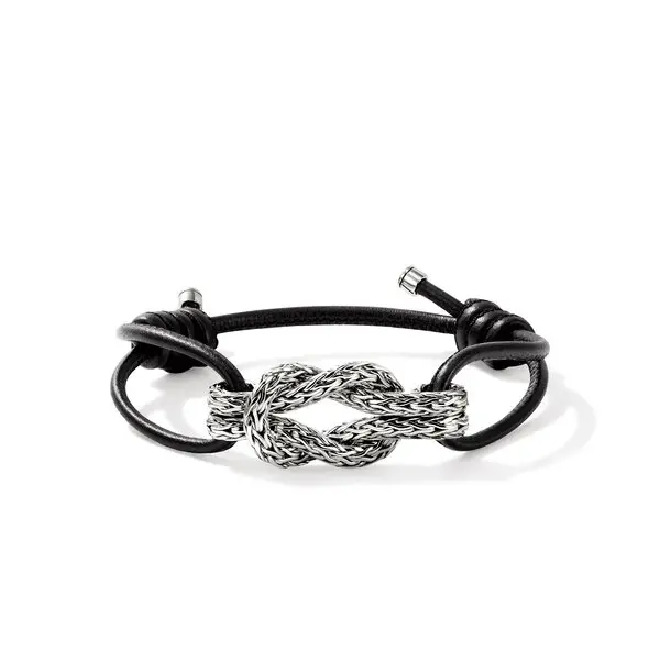 John Hardy Sterling Silver And Leather Love Knot Bracelet - Black
